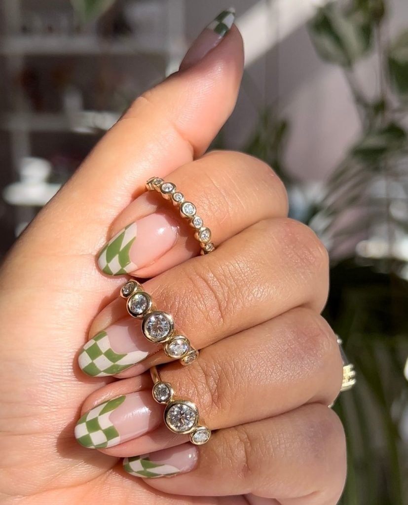 45 Adorable Checkered Nails You Must Try in 2024