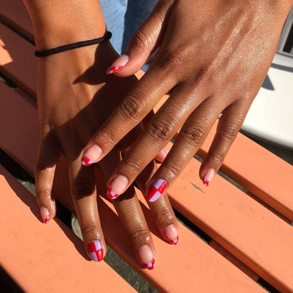 45 Adorable Checkered Nails You Must Try in 2024