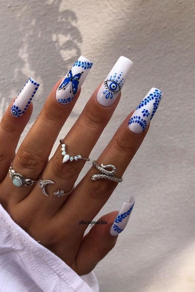 35 Enchanting Evil Eye Nails for a Mysterious and Trendy Manicure