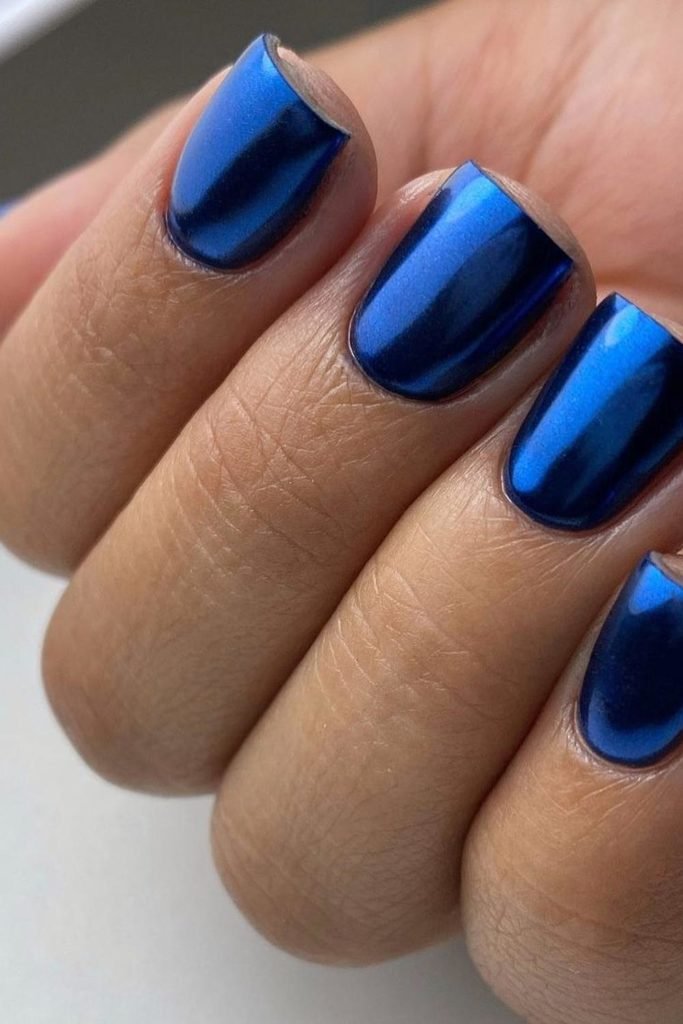 34 Sparkly Blue Chrome Nails Inspo for 2024